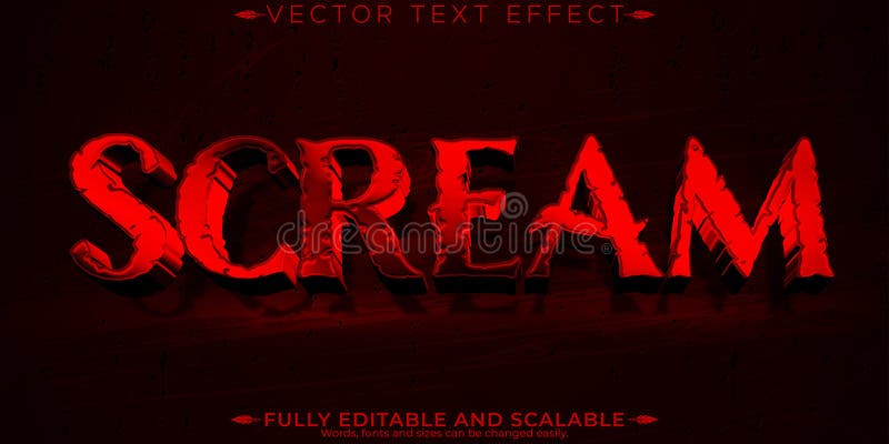 Scream Horror Text Effect, Editable Blood and Red Text Style Stock ...