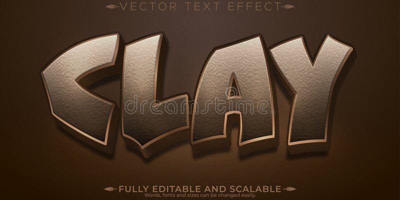 Editable Text Effect Clay, 3d Brown and Mud Font Style Stock Vector ...