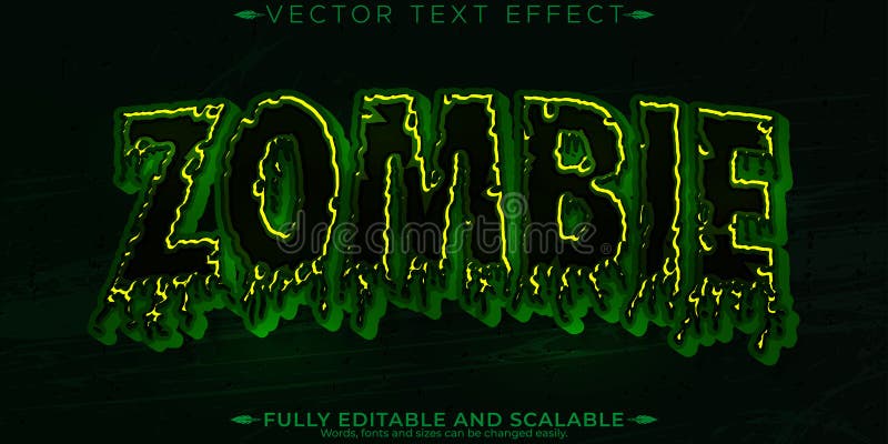 Zombie Text Effect, Editable Halloween and Horror Customizable Font ...