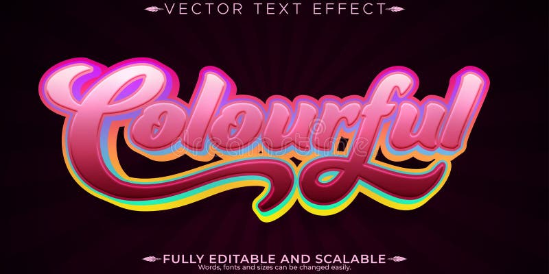 Rainbow Colourful Text Effect, Editable Vintage and Script Text Style ...