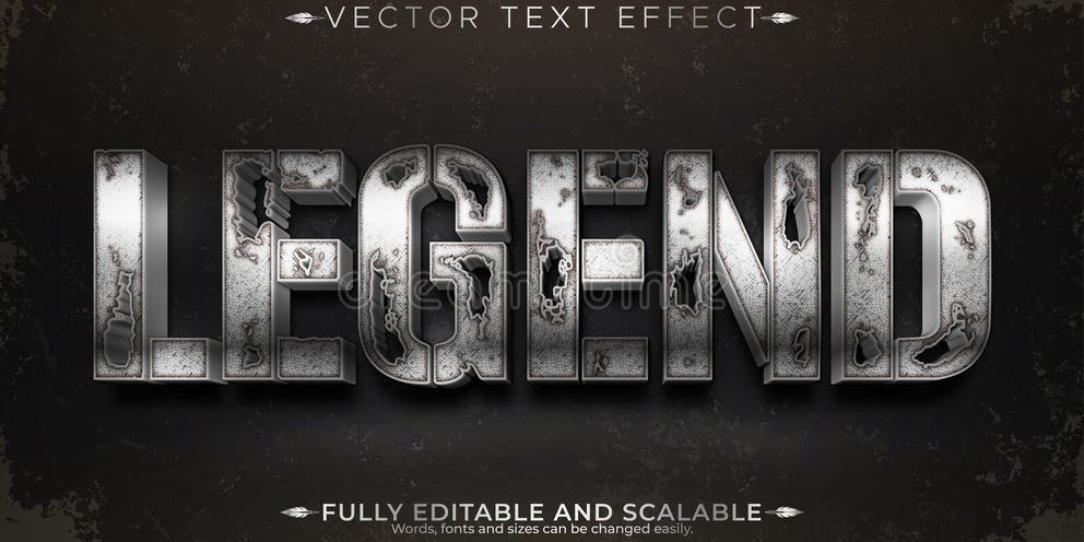 Legend Text Effect, Editable Metallic and Eroded Text Style Stock ...