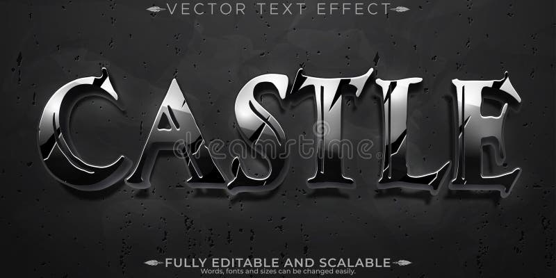 Castle Text Effect, Editable Battle and Warrior Text Style Stock Vector ...