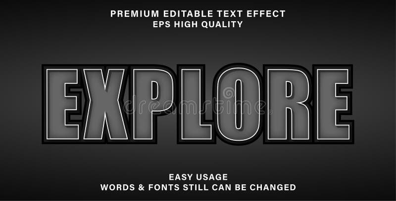 Editable Text Effect Explore Style Stock Vector - Illustration of ...