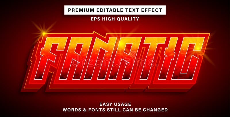 Editable Text Effect Fanatic Stock Vector - Illustration of sign, style ...