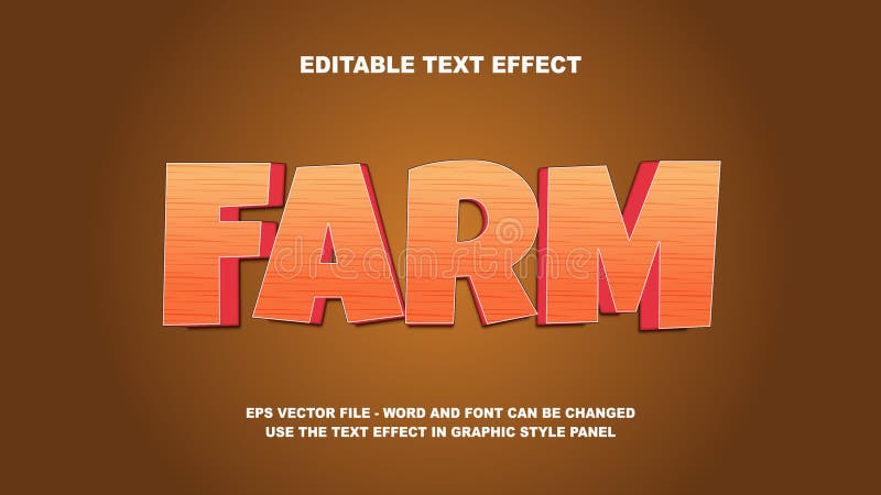 Editable Text Effect Farm 3D Vector Template Stock Vector ...