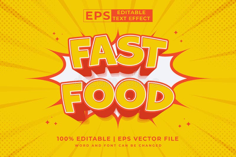 Editable Text Effect Fast Food 3d Cartoon Template Style Premium Vector ...