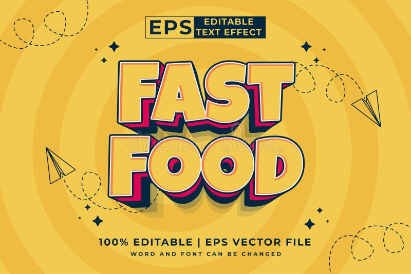 Editable Text Effect Fast Food 3d Cartoon Template Style Premium Vector ...