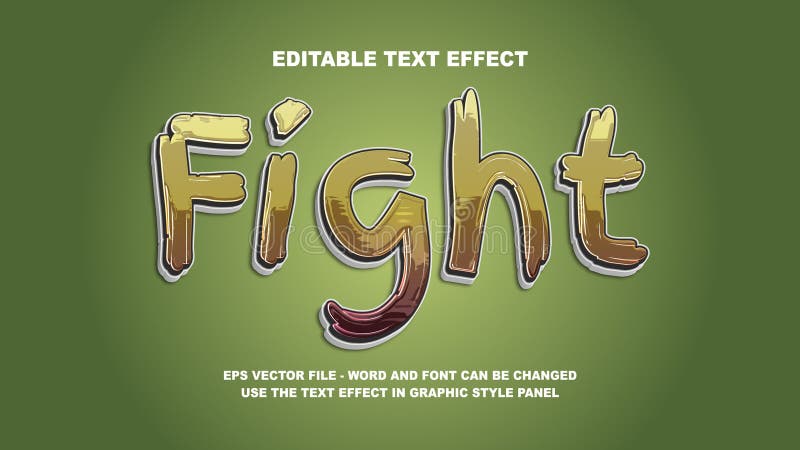 Editable Text Effect Fight 3D Vector Template Stock Vector ...