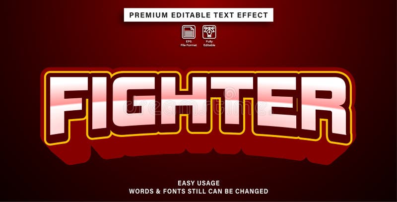 Editable Text Effect Fighter Stock Vector - Illustration of font ...