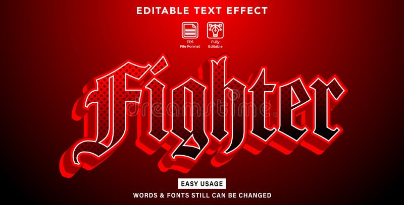 Editable Text Effect Fighter Style Stock Vector - Illustration of ...