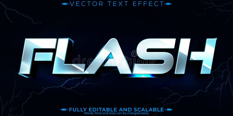 Editable Text Effect Flash, 3d Electric and Bolt Font Style Stock ...