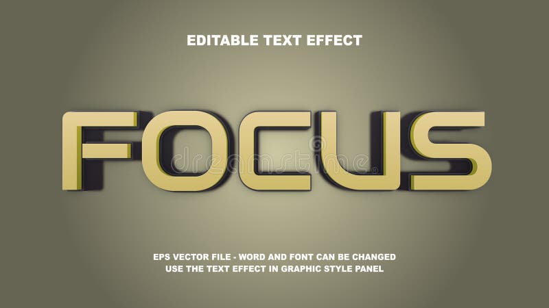 Editable Text Effect Focus 3D Vector Template Stock Vector ...