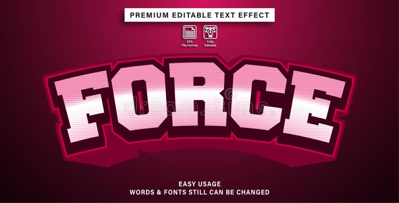 Editable text effect force stock vector. Illustration of vector - 265396499
