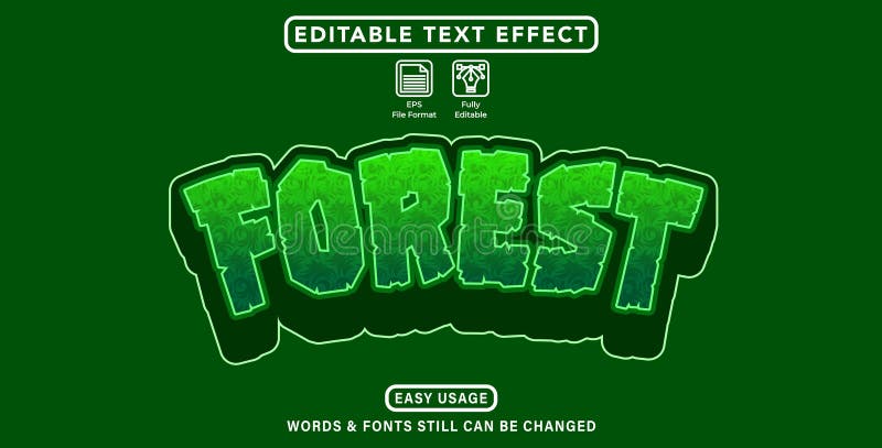 Editable Text Effect Forest Style Stock Vector - Illustration of letter ...