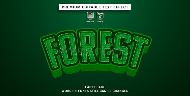 Editable Text Effect Forest Style Stock Vector - Illustration of light ...