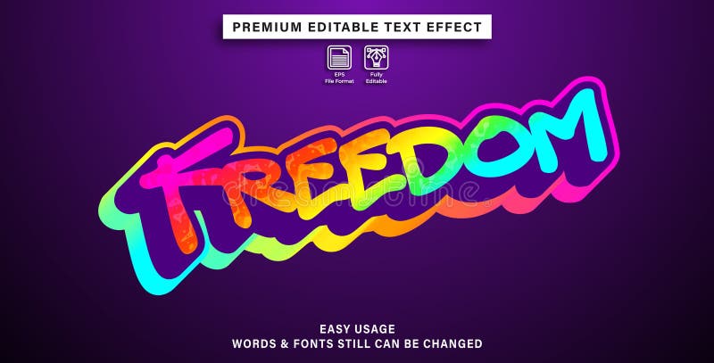 Editable Text Effect Freedom Style Stock Illustration - Illustration of ...