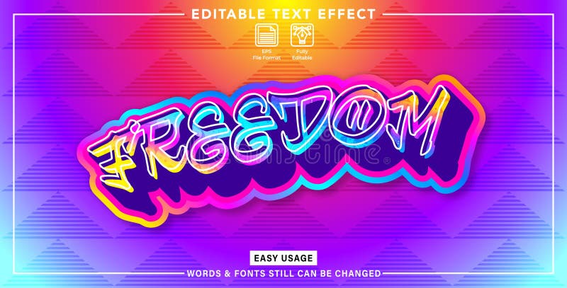 Editable Text Effect Freedom Styles Stock Vector - Illustration of ...