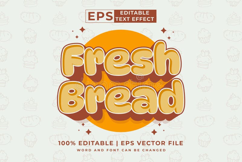 Editable Text Effect - Fresh Bread 3d Cartoon Template Style Premium ...