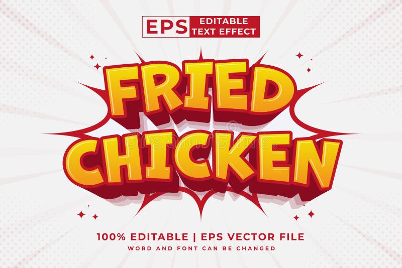 Editable Text Effect Fried Chicken 3d Cartoon Template Style Premium ...