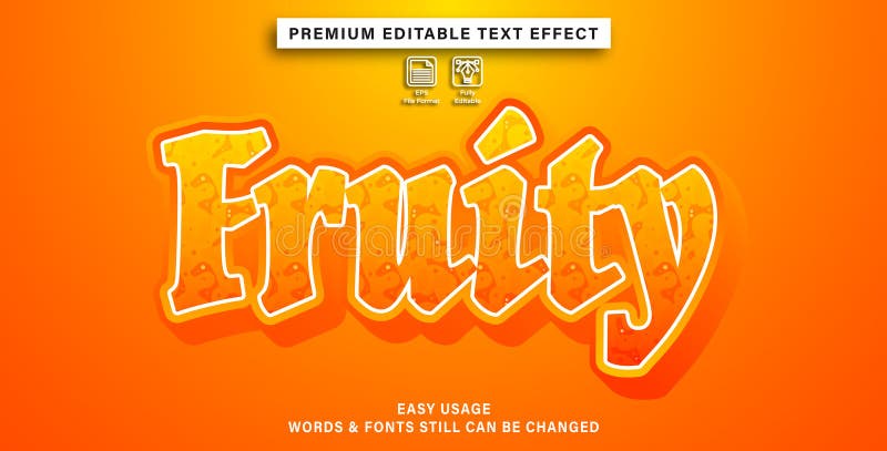 Editable Text Effect Fruity Stock Vector - Illustration of lettering ...