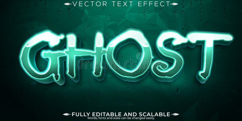 Editable Text Effect Ghost, 3d Scary and Mist Font Style Stock Vector ...