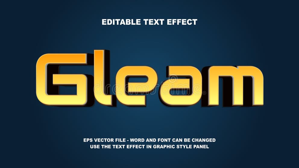 Editable Text Effect Gleam 3D Vector Template Stock Vector ...