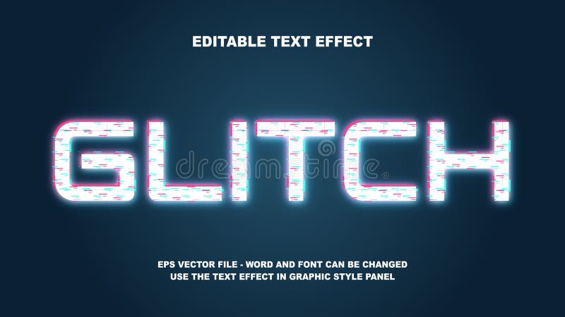 Editable Text Effect Glitch 3D Vector Template Stock Vector ...