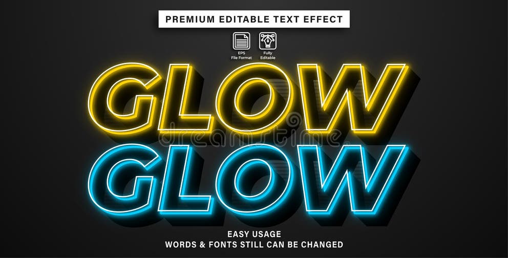 Editable Text Effect Glow Style Stock Vector - Illustration of symbol ...