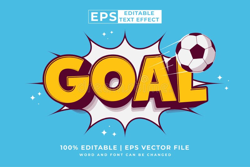 Editable Text Effect Goal 3d Cartoon Comic Style Premium Vector Stock ...