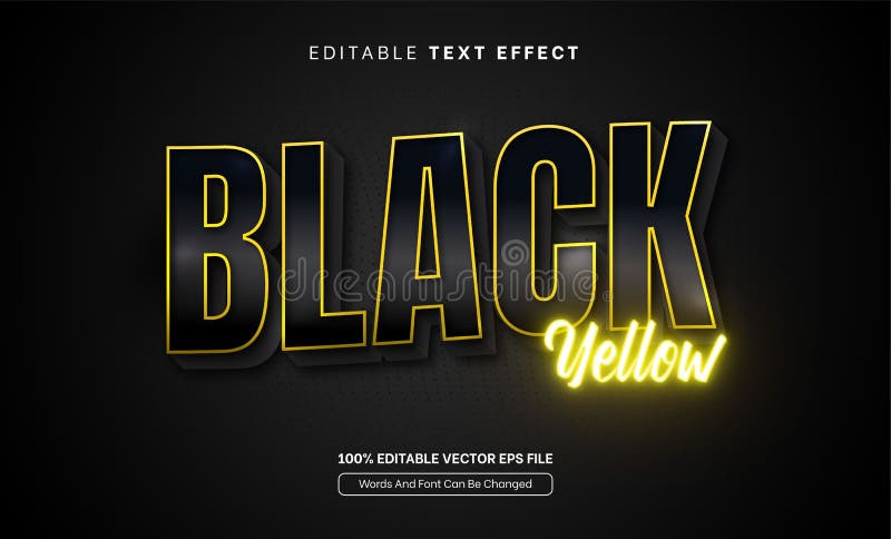 Editable Text Effect Gradient Dark Black Yellow Glow Neon, Editable ...