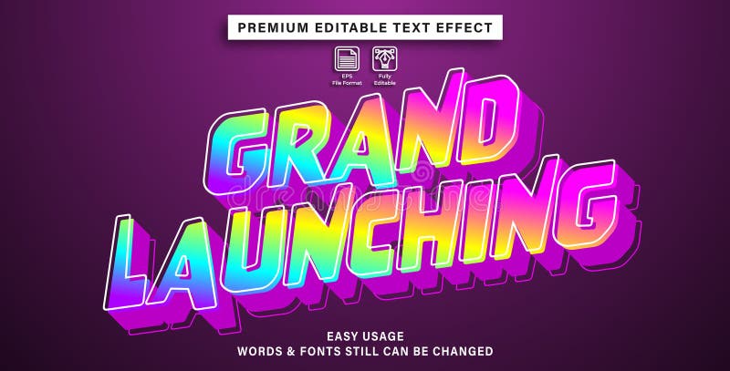Editable Text Effect Grand Launching Stock Vector - Illustration of ...