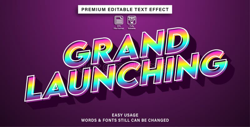 Editable Text Effect Grand Launching Stock Vector - Illustration of ...