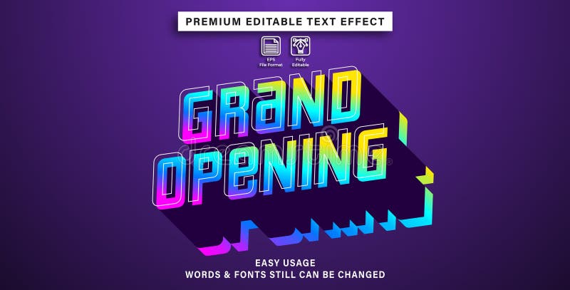 Editable Text Effect Grand Opening Style Stock Vector - Illustration of ...