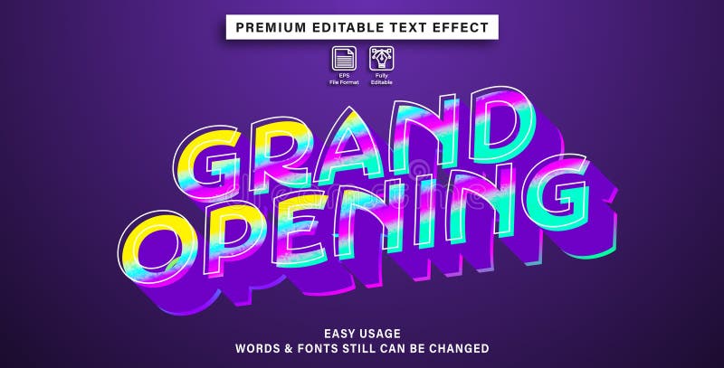 Editable Text Effect Grand Opening Style Stock Vector - Illustration of ...