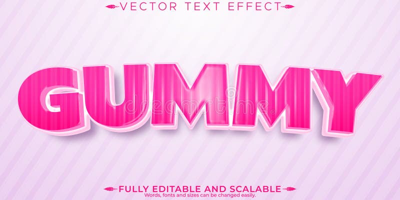 Editable Text Effect Gummy, 3d Pink and Gum Font Style Stock Vector ...