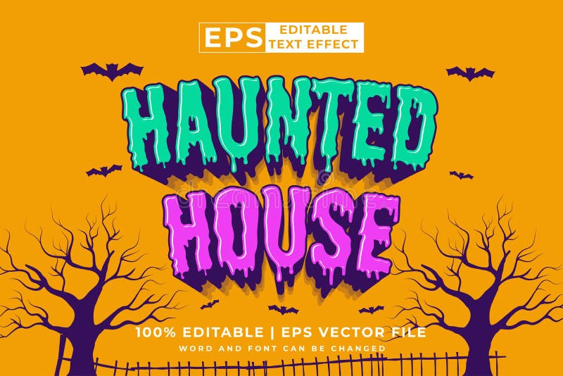 Editable Text Effect Haunted House 3d Cartoon Template Style Premium ...