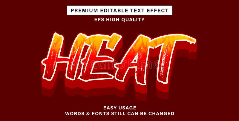 Editable text effect heat stock vector. Illustration of shadow - 225259773