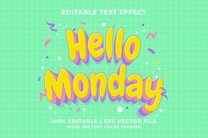 Editable Text Effect - Hello Monday 3d Traditional Cartoon Template ...
