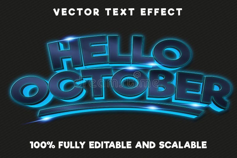Editable Text Effect Hello October with Modern Neon Style Stock Vector ...