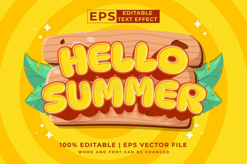 Editable Text Effect Hello Summer 3d Cartoon Template Style Premium Vector Stock Vector ...