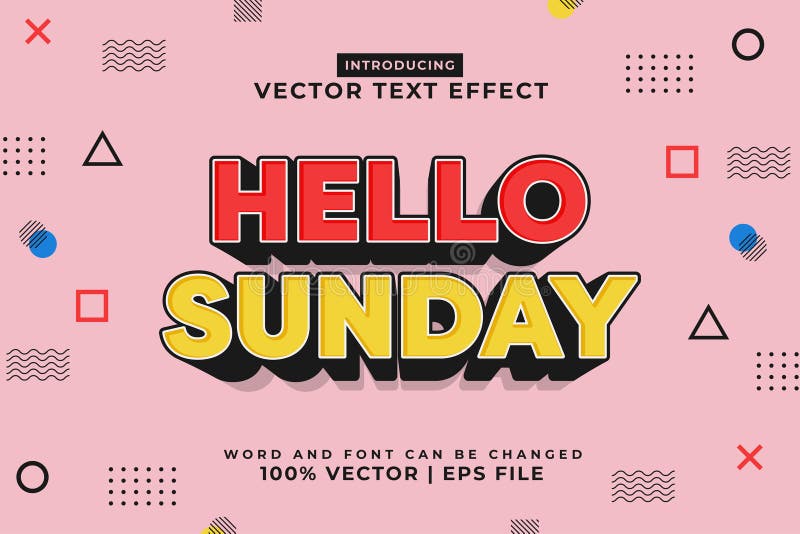 Editable Text Effect Hello Sunday 3d Cartoon Template Style Premium ...