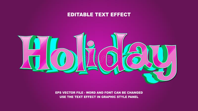 Editable Text Effect Holiday 3D Vector Template Stock Vector - Illustration of word, effect ...