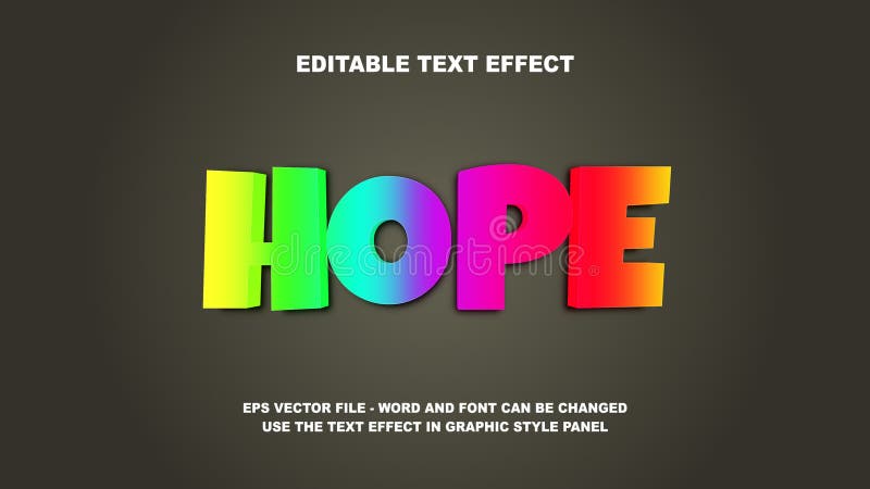 Editable Text Effect Hope 3D Vector Template Stock Vector ...
