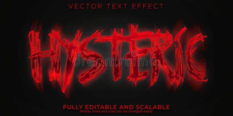 Editable Text Effect Horror, 3d Hysteric and Blood Font Style Stock Vector - Illustration of ...