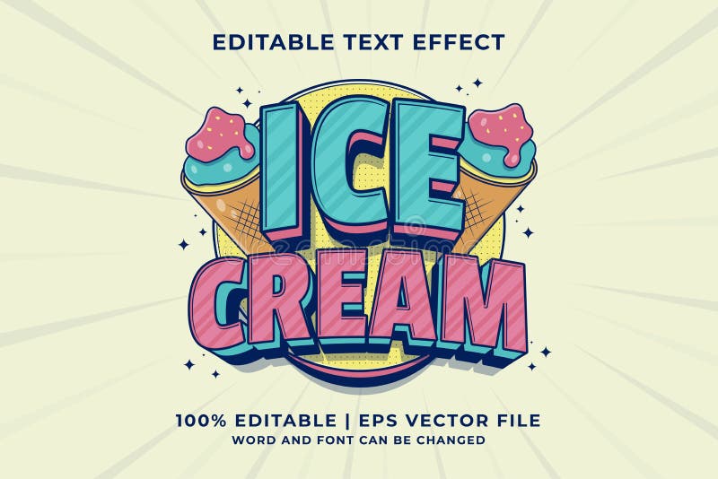 Editable Text Effect - Ice Cream 3d Cartoon Cute Template Style Premium Vector Stock Vector ...