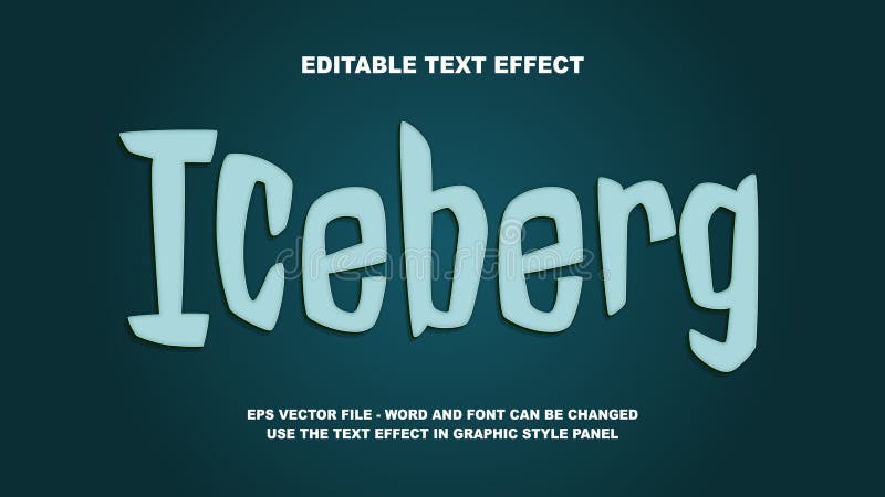 Editable Text Effect Iceberg 3D Vector Template Stock Vector ...