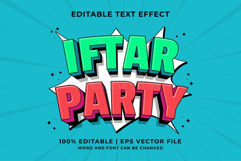 Editable Text Effect - Iftar Party 3d Traditional Cartoon Template ...