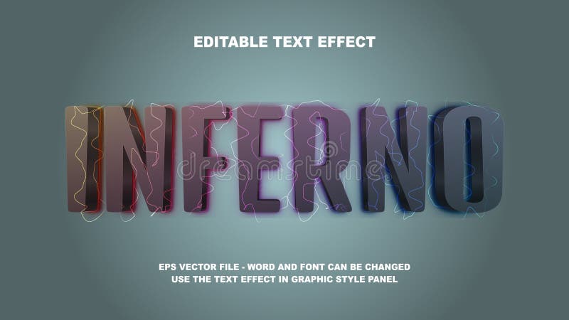 Editable Text Effect Inferno 3D Vector Template Stock Illustration ...