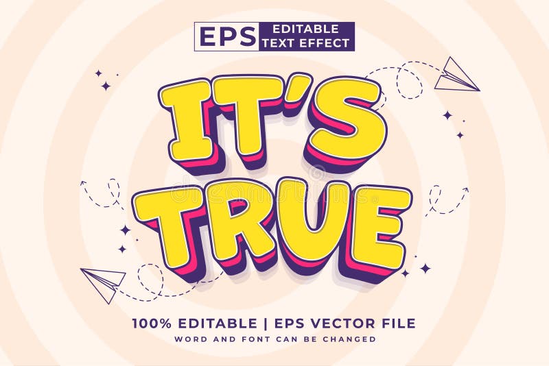 Editable Text Effect Its True 3d Cartoon Cute Style Premium Vector ...