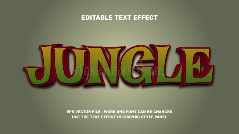 Editable Text Effect Jungle 3D Vector Template Stock Vector ...